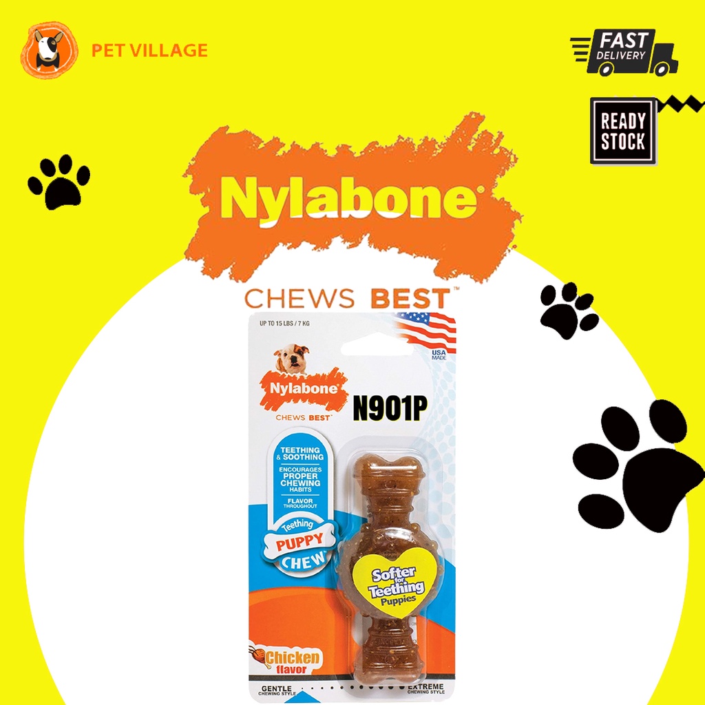 NYLABONE Teething Puppy Chew Ring Bone Petite Chicken Flavour up to 7kg ...