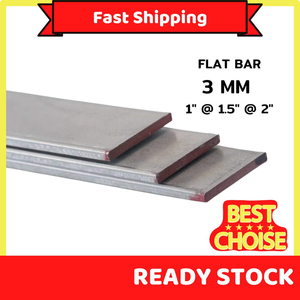 Flat Bar Besi Mild Steel 3MM (Lebar = 1" @ 1.5" @ 2") | Shopee Malaysia