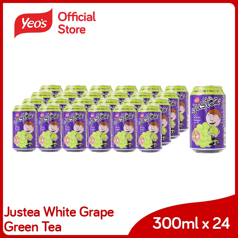 24x300ml【Yeo's Justea White Grape/Green Tea With Aloe Vera】Anggur Putih ...