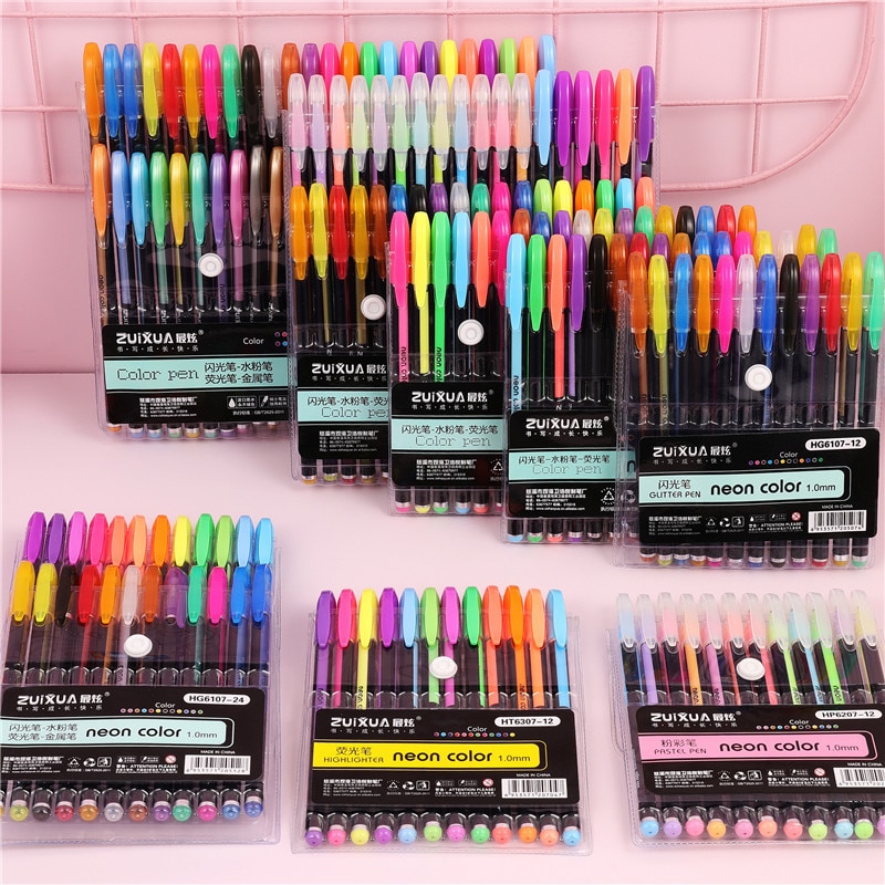 12/18/24/36/48 Colors Marker Set Glitter Gel Pen for Coloring Books ...