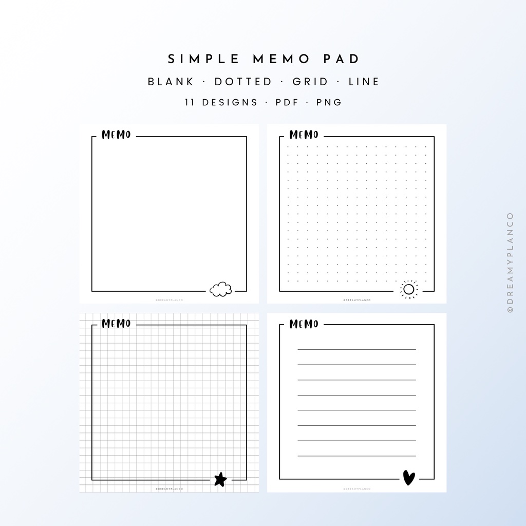 [PDF, PNG] Dreamy Plan Printable Minimalist Simple Memo Pad | 11 ...