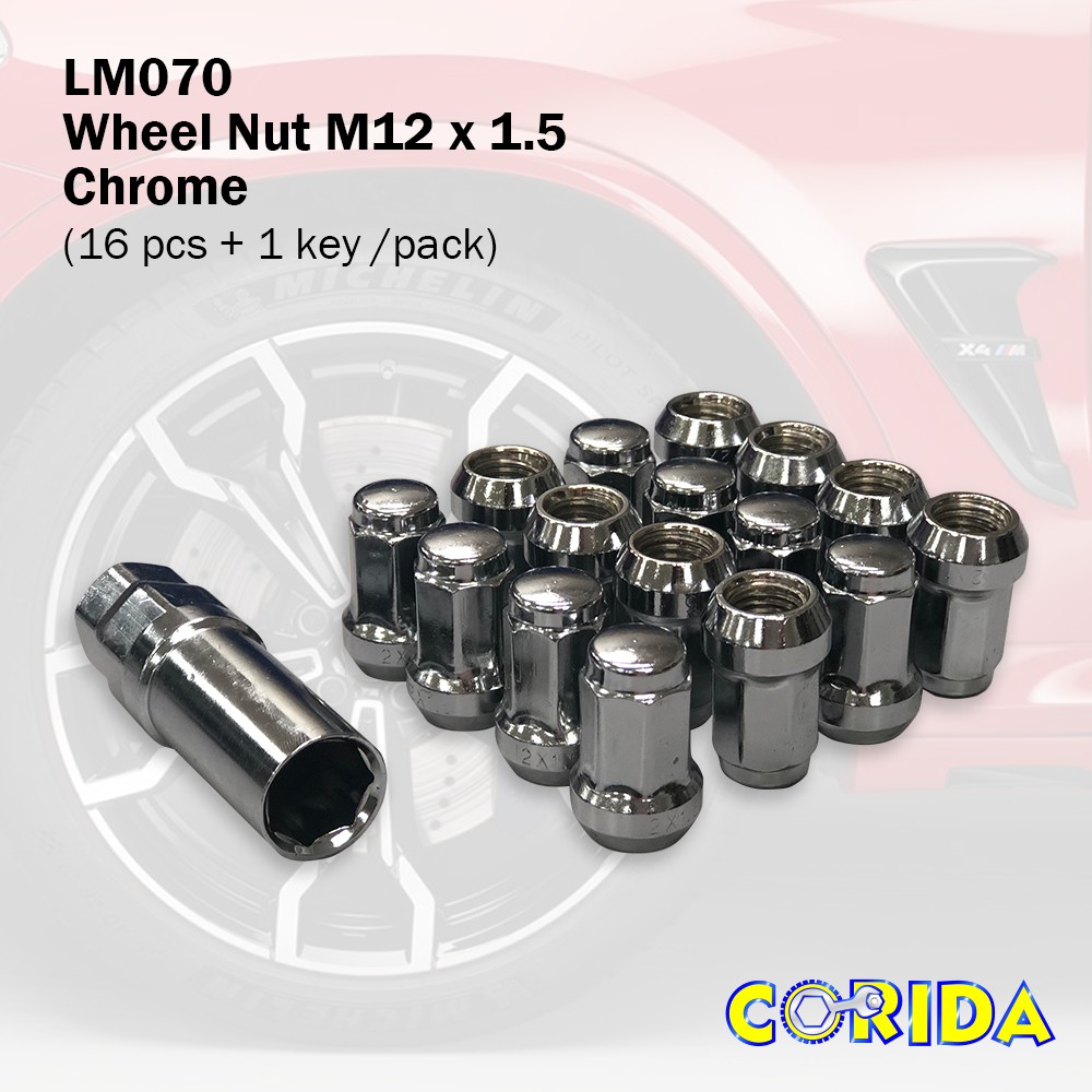 Wheel Nuts M12 x 1.5 (16pcs + 1 key) Racing Nuts / Lug Nuts LM070 ...