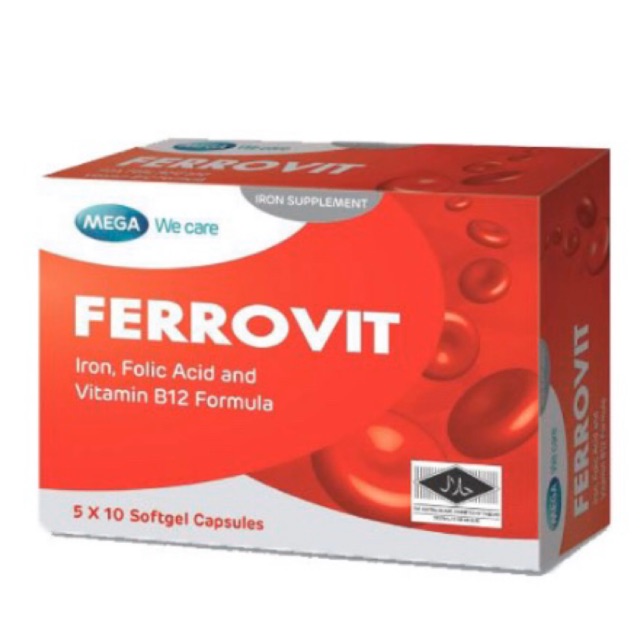 MEGA FERROVIT (Iron, Folic Acid, Vit B12) 50'S [EXP 11/27] | Shopee ...
