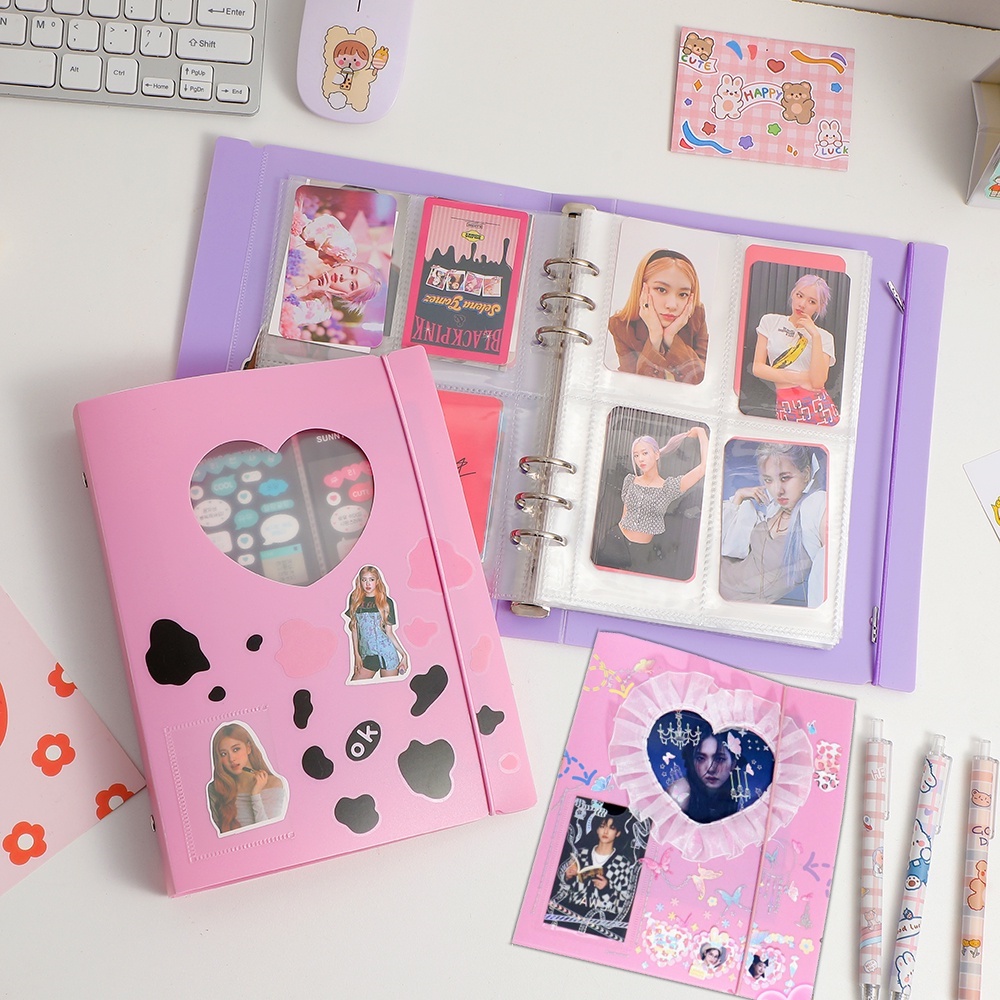 Pink Heart A5 Binder Notebook Journal Cover Photo Album Cards Organizer ...