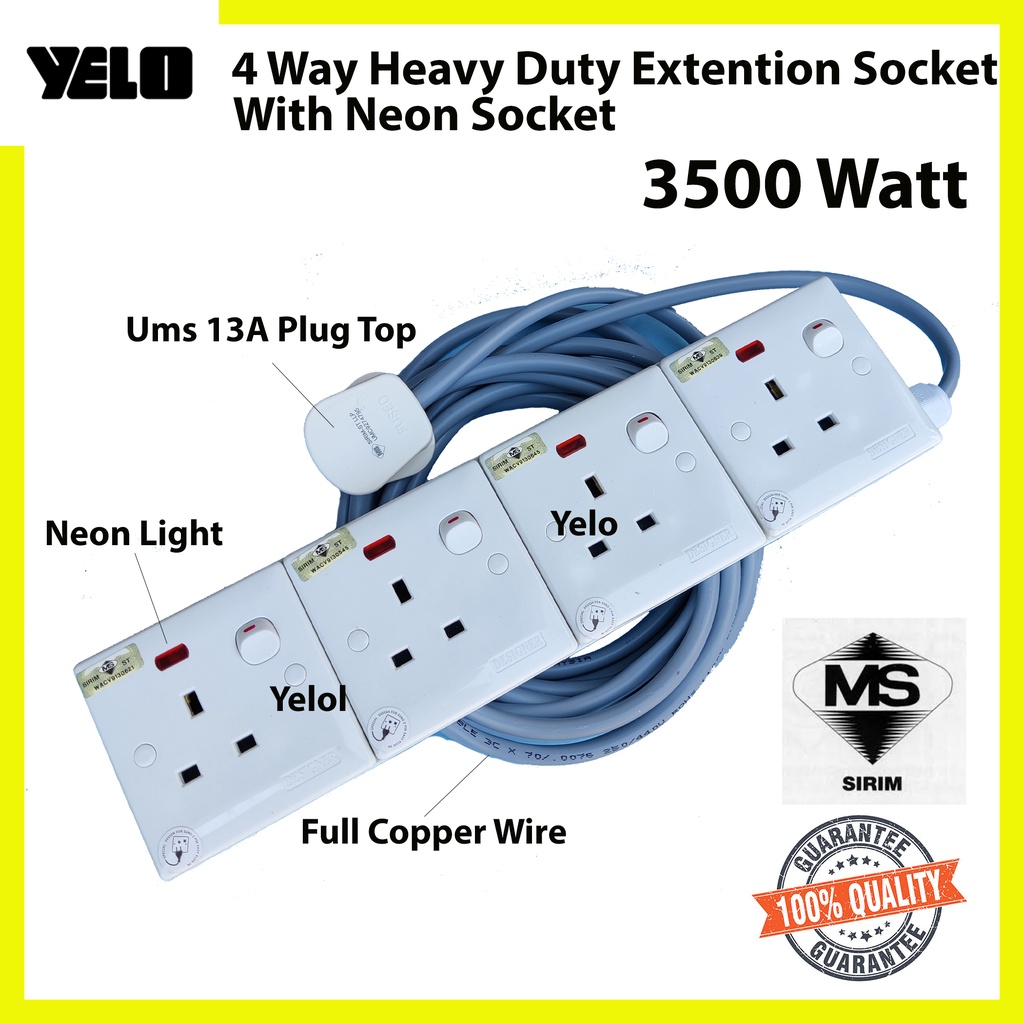 HEAVY DUTY Extension Plug Socket EXTENSION Wire FULL COPPER WIRE 3 / 4 ...