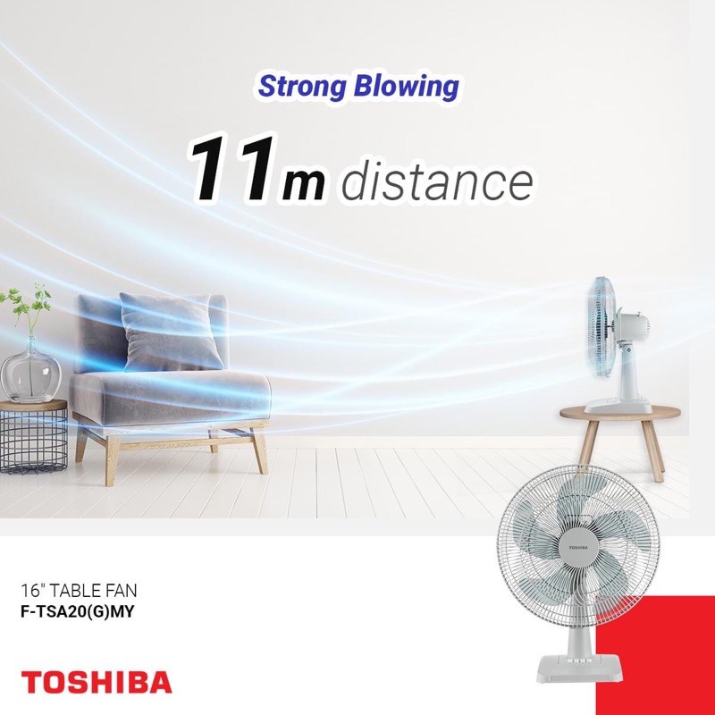 Toshiba 16" F-TSA20(G)MY Table Fan 5 Blades Kipas Meja Powerful Strong Speed table fan 16 inch ...