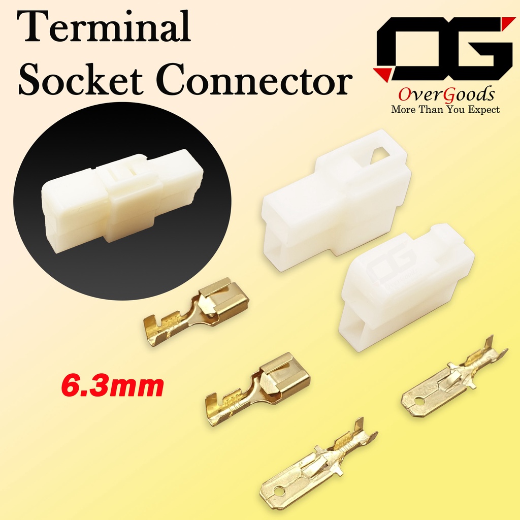 6.3mm 2 Pin 3 Pin Terminal Socket Connector Set Male Female Socket Plug ...