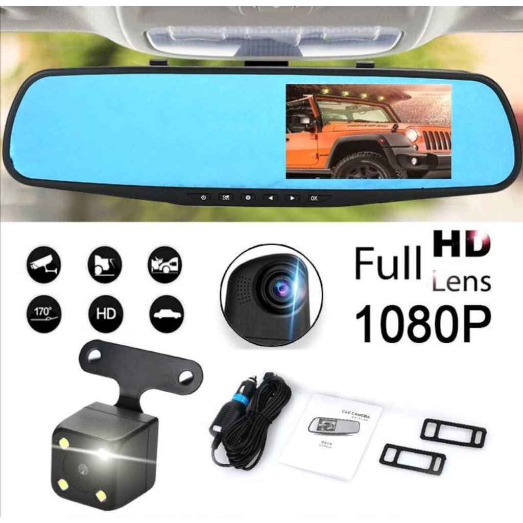 Car Rear View Mirror Dash Cam Front & Back Full Hd | Shopee Malaysia