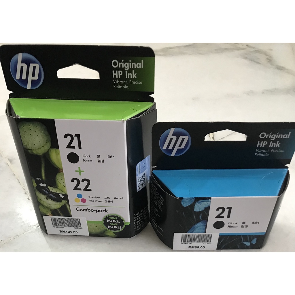 ORIGINAL INK CARTRIDGE HP21(BLACK)/COMBO HP21+HP22(BLACK+TRICOLOUR ...