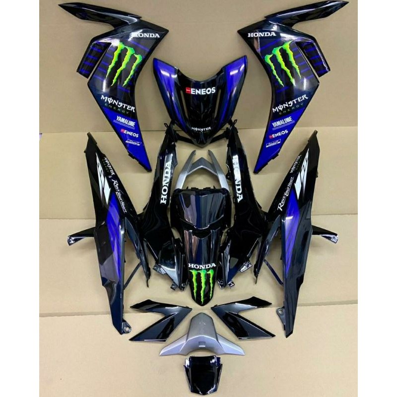 COVERSET HONDA DASH V1 V2 V3 V4 DESIGN MONSTER BRAND HLD (HITAM ...