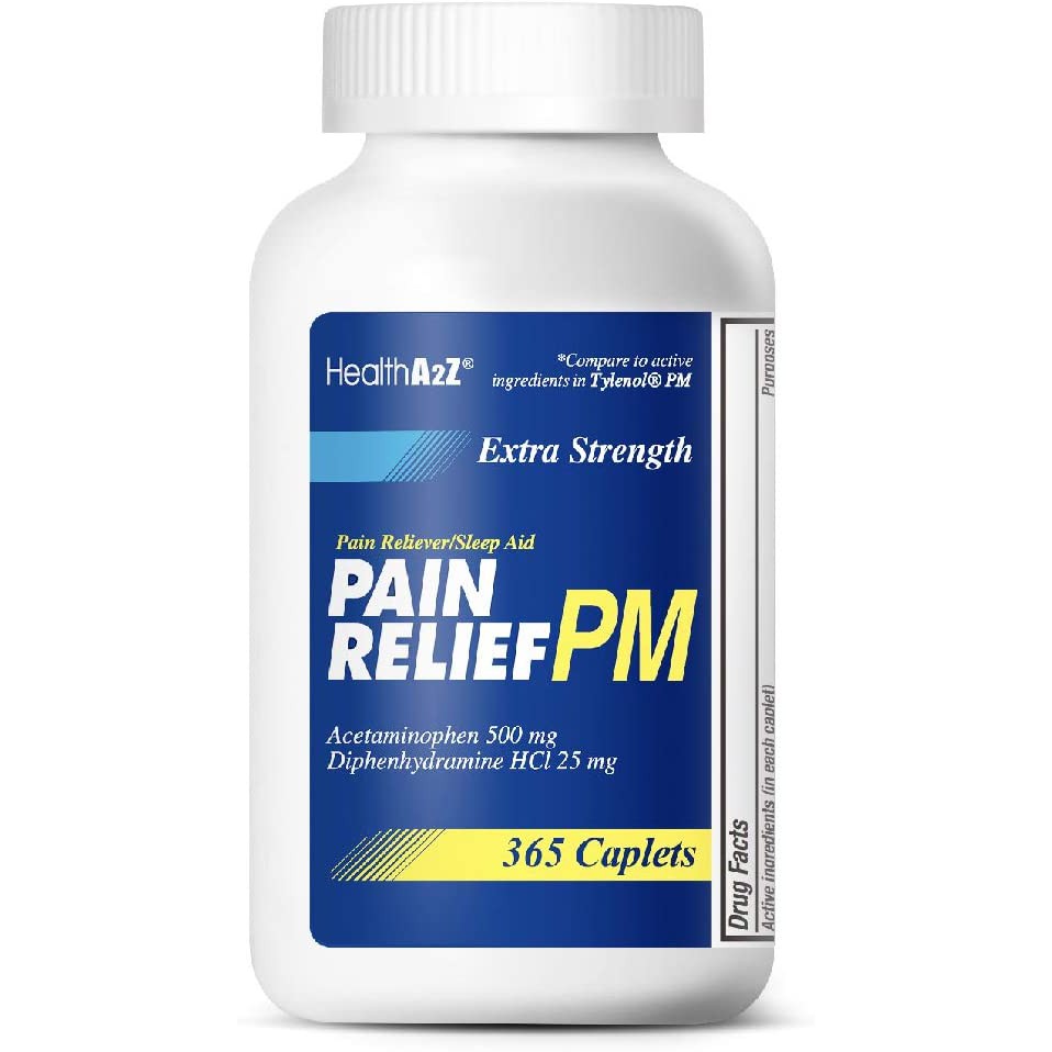 HealthA2Z Extra Strength Pain Relief PM, 365 Caplets, Compare to ...