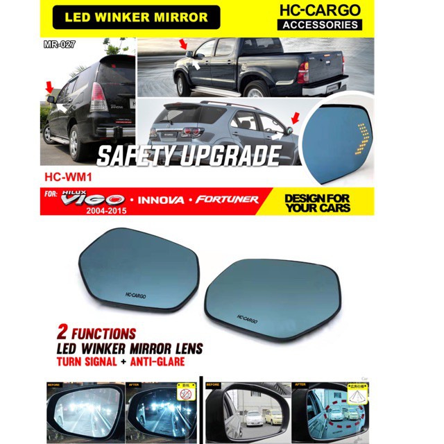 Toyota Vigo /Fortuner /Innova 2004 - 2015 LED Winker Mirror Lens Blue ...