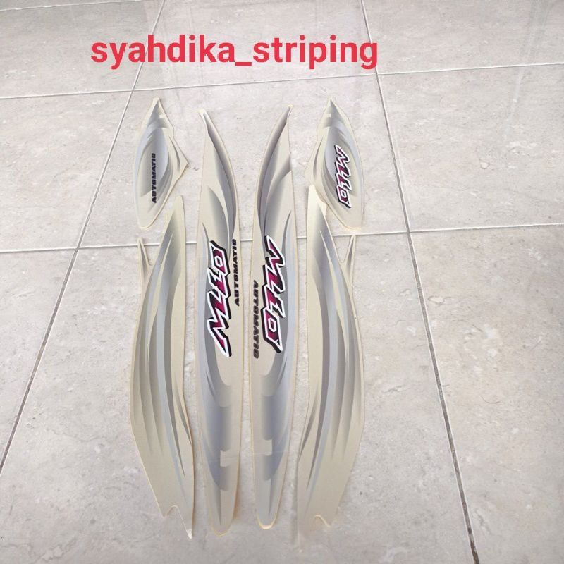 PUTIH Yamaha MIO SPORTY 2007 BODY Trim STRIPING Sticker White ORIGINAL ...