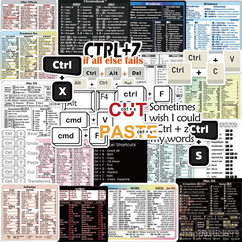 30pcs Microsoft Word/Excel (for Windows) Reference Guide Keyboard ...