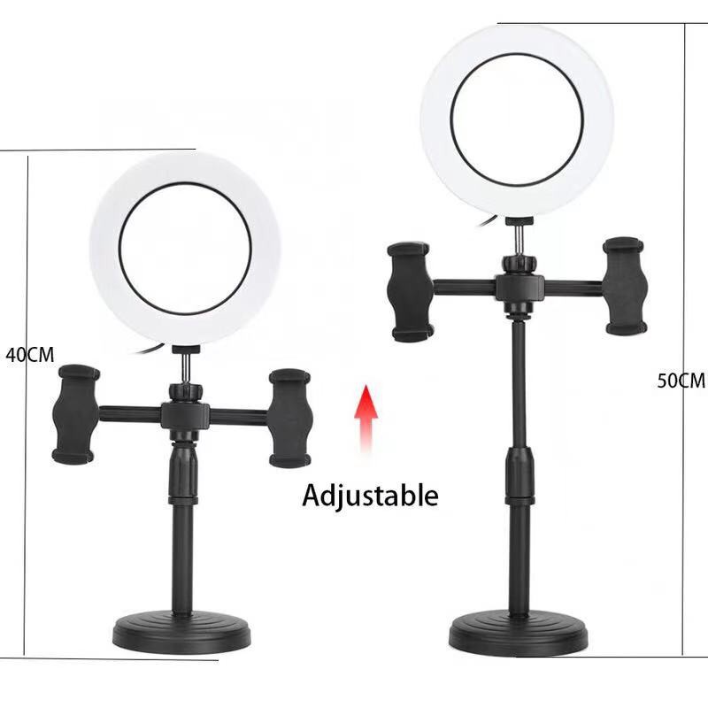 Ring Light 16cm With Stand and Dual Phone Holder Table Desktop Mini ...