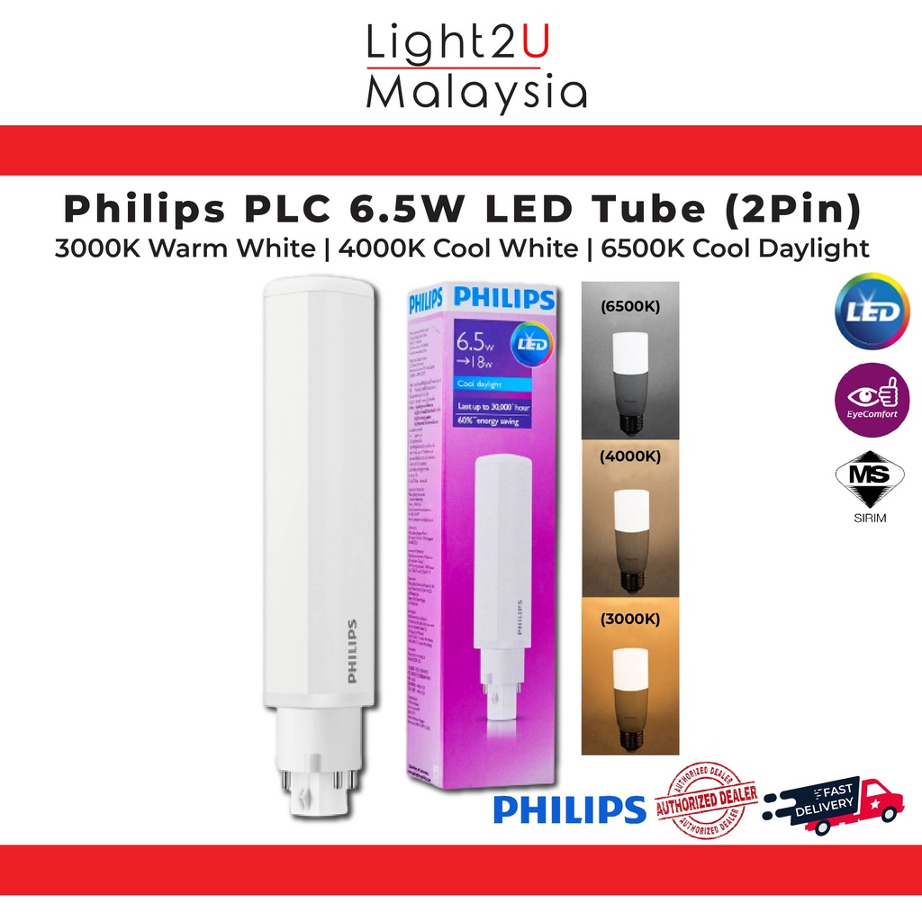 Philips Corepro LED PLC 6.5W /865 or 830 or 840 (2PIN) Tube G24D - LED ...