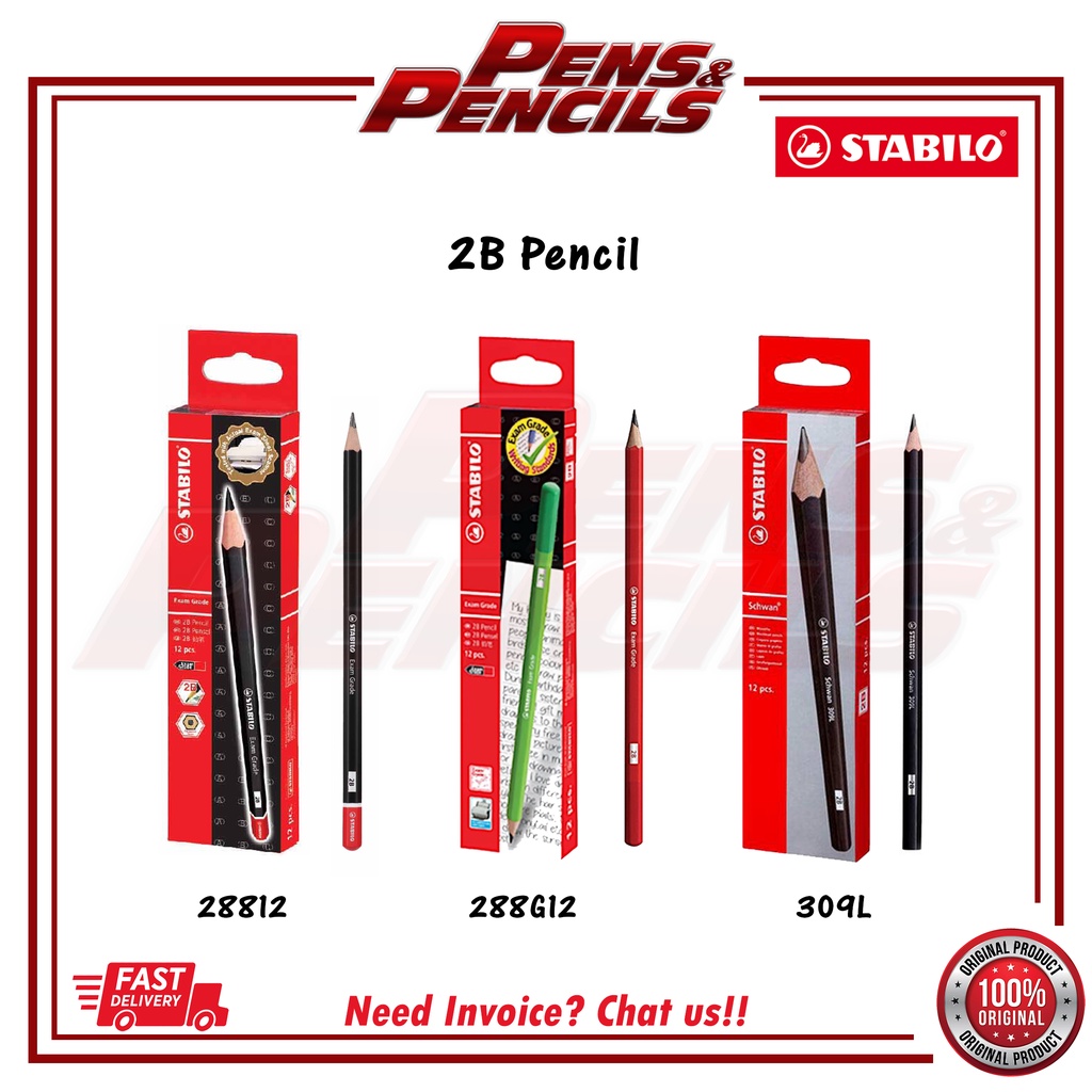 Stabilo Exam Grade 2B Pencil 28812 / 2B Pensel 288 /288G12 / 309L (1Box ...