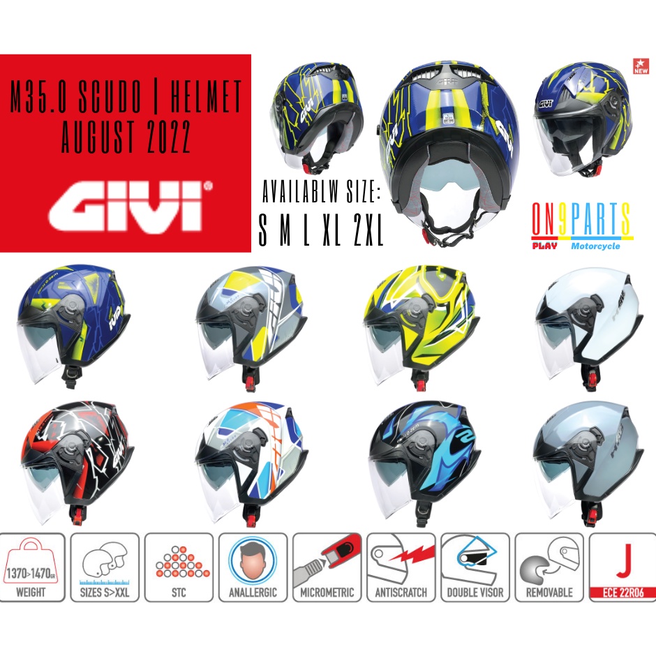 Givi M35.0 SCUDO Double Visor Open Face Helmet - S , M , L , XL , 2XL | Shopee Malaysia