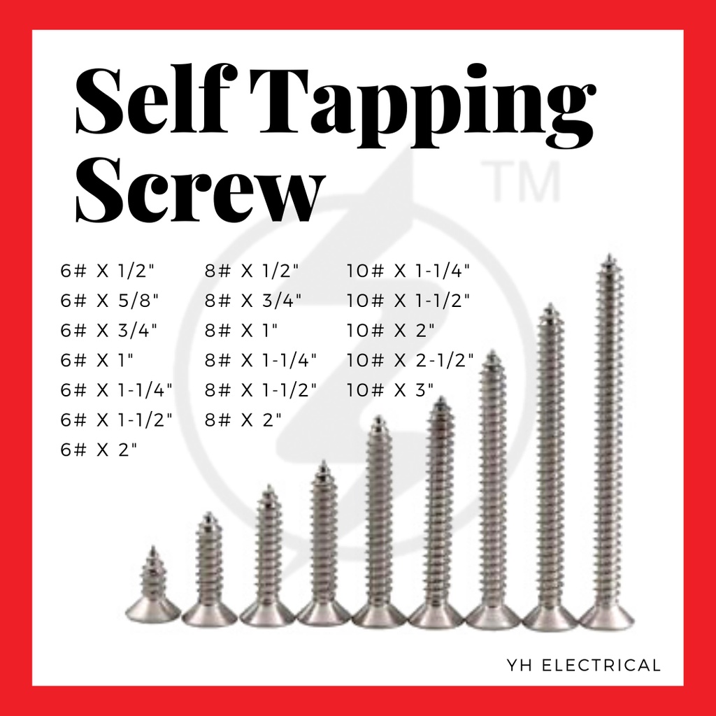 [10pcs] MK TAPPING SCREW Self Tapping Screws Wood Chipboard Screw Skru ...