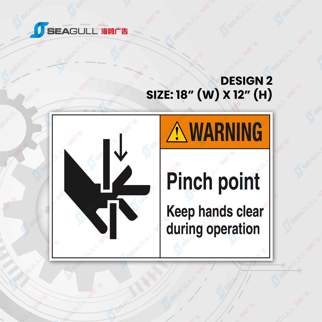 Pinch Point Sign Sticker Danger Caution Warning Keep Hands Clear ...
