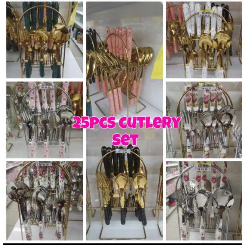 25pcs Stainless Cuttery Set include stand 🔥 READY STOCK 🔥 | Shopee Malaysia