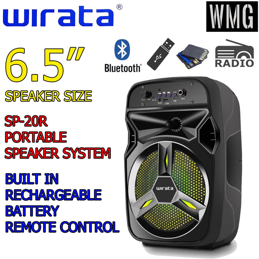 Wirata Rechargeable Portable Speaker System Karaoke USB Bluetooth Radio ...