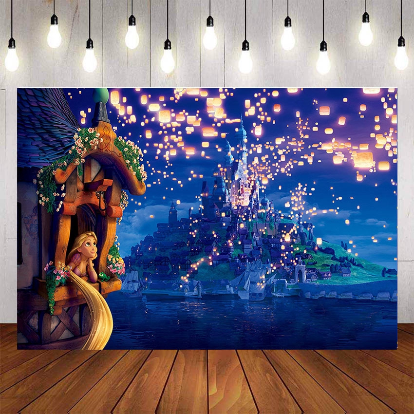 Tangled Rapunzel Princess Backdrops Cartoon For Girls Birthday Party ...