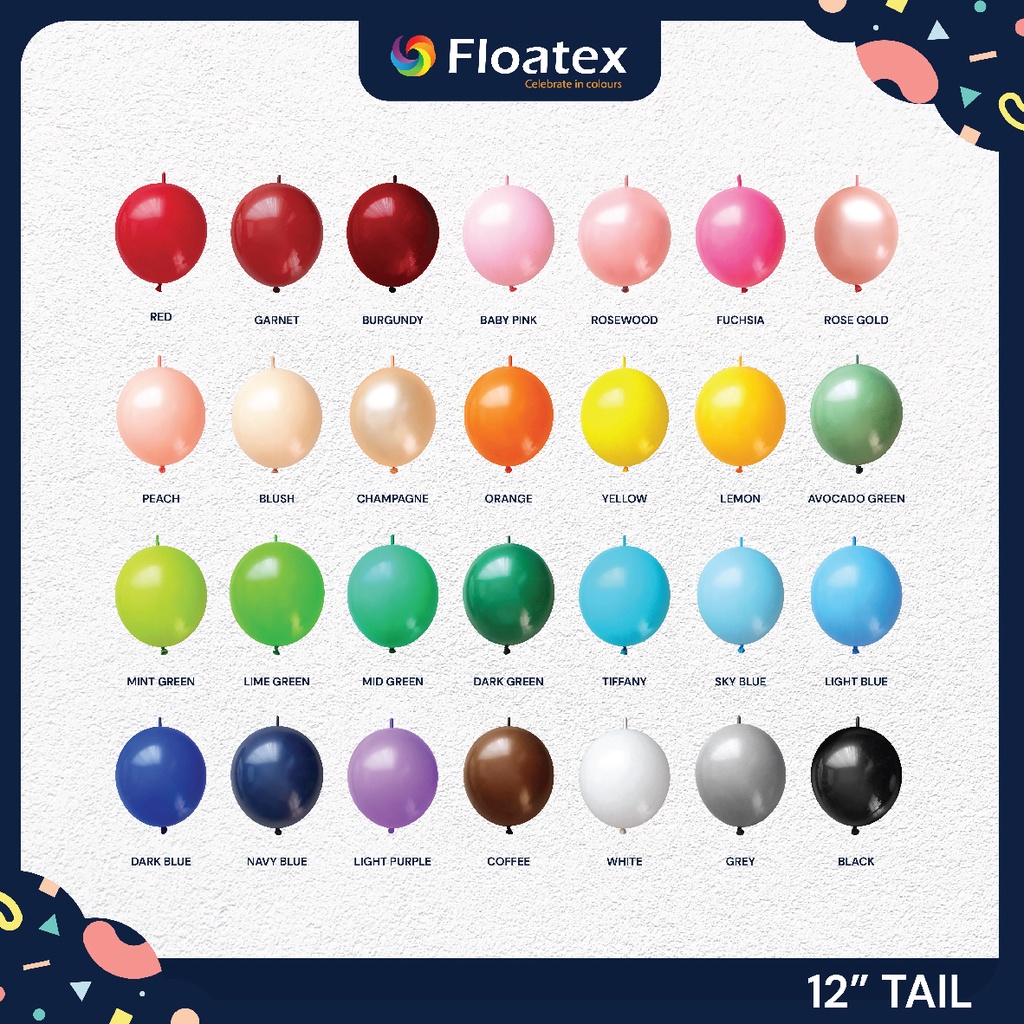 Floatex 100pcs/pack 12 Inch tail balloon latex connecting balloons ...