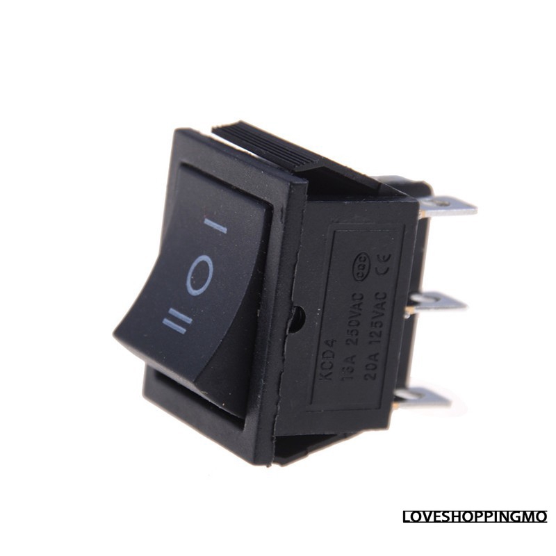 ۞1PCS KCD4 Rocker Switch Black DPDT ON/OFF/ON 6 PIN 16A/250VAC 20A ...