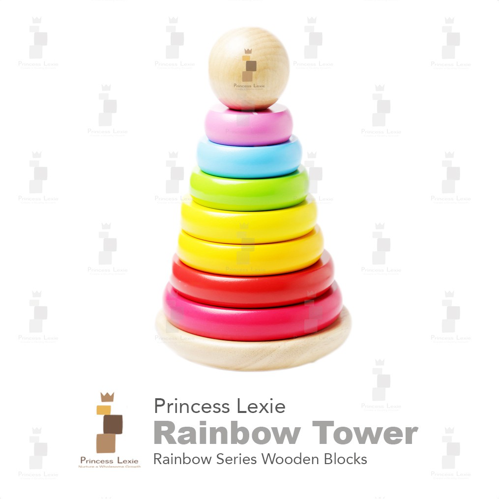 Princess Lexie Rainbow Tower Kid High Quality Baby Wooden Stacking Ring ...