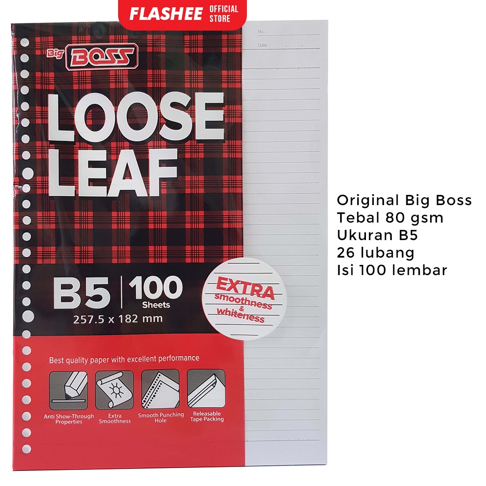 Flashee Binder Paper B5 Loose Leaf Line Note File Paper Line Binder ...