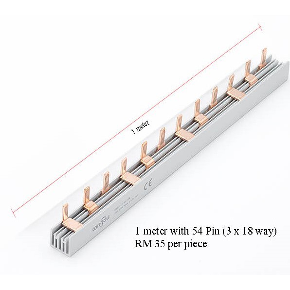 1 Meter 3 Pole 18way MCB Copper Bar / MCB Copper Bus Bar with PvC ...