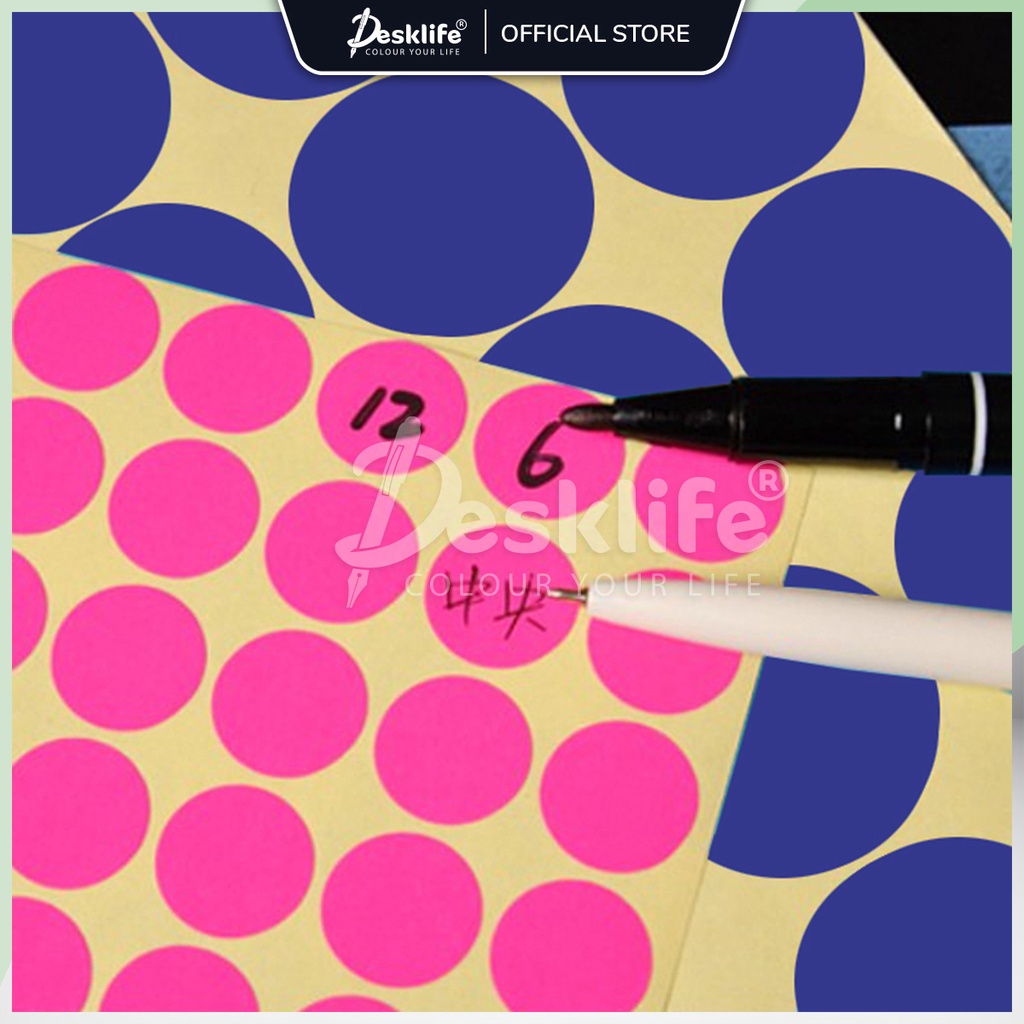 DBest Circle Self Adhesive Sticker Label Marking Fluorescent Colour Dot ...