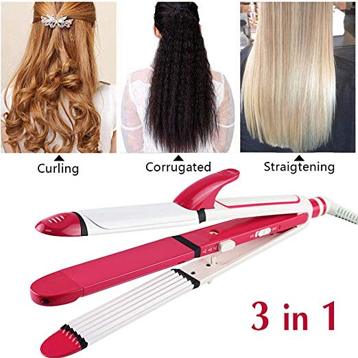 Kemei KM-1291 multi-function electric splint corn perm straight dual ...
