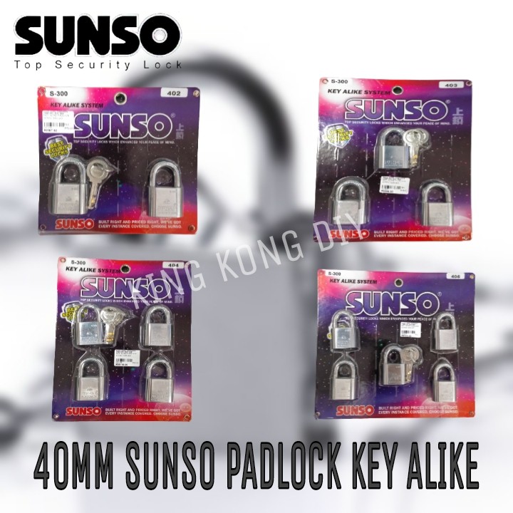 SUNSO S300 40MM & 50MM SOLID BRASS Hardened PADLOCK SET KEY ALIKE ...