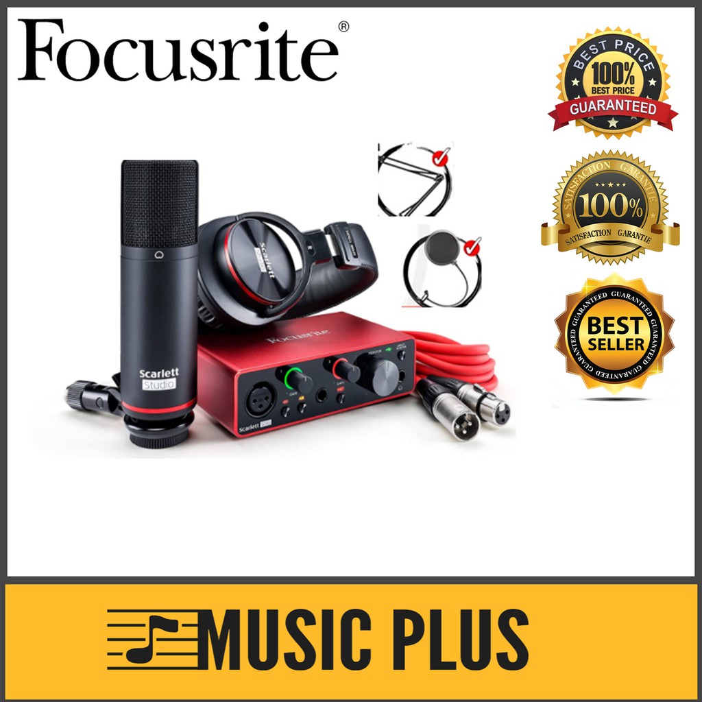Focusrite Scarlett Solo Studio Pack (3rd Gen) with Table Top Microphone ...