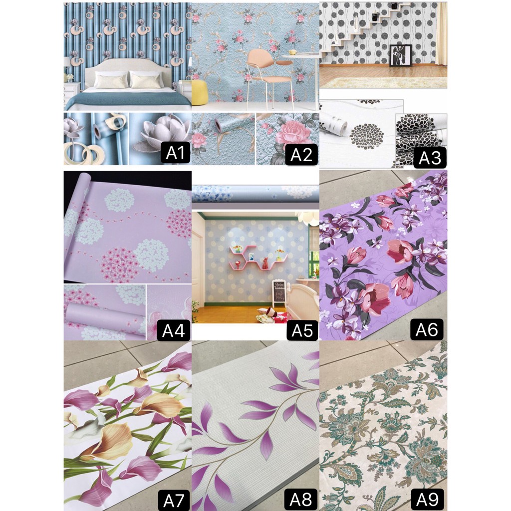 bunga 2D WALLPAPER Self Adhesive PVC Sticker WATER PROOF BRICK | Shopee ...