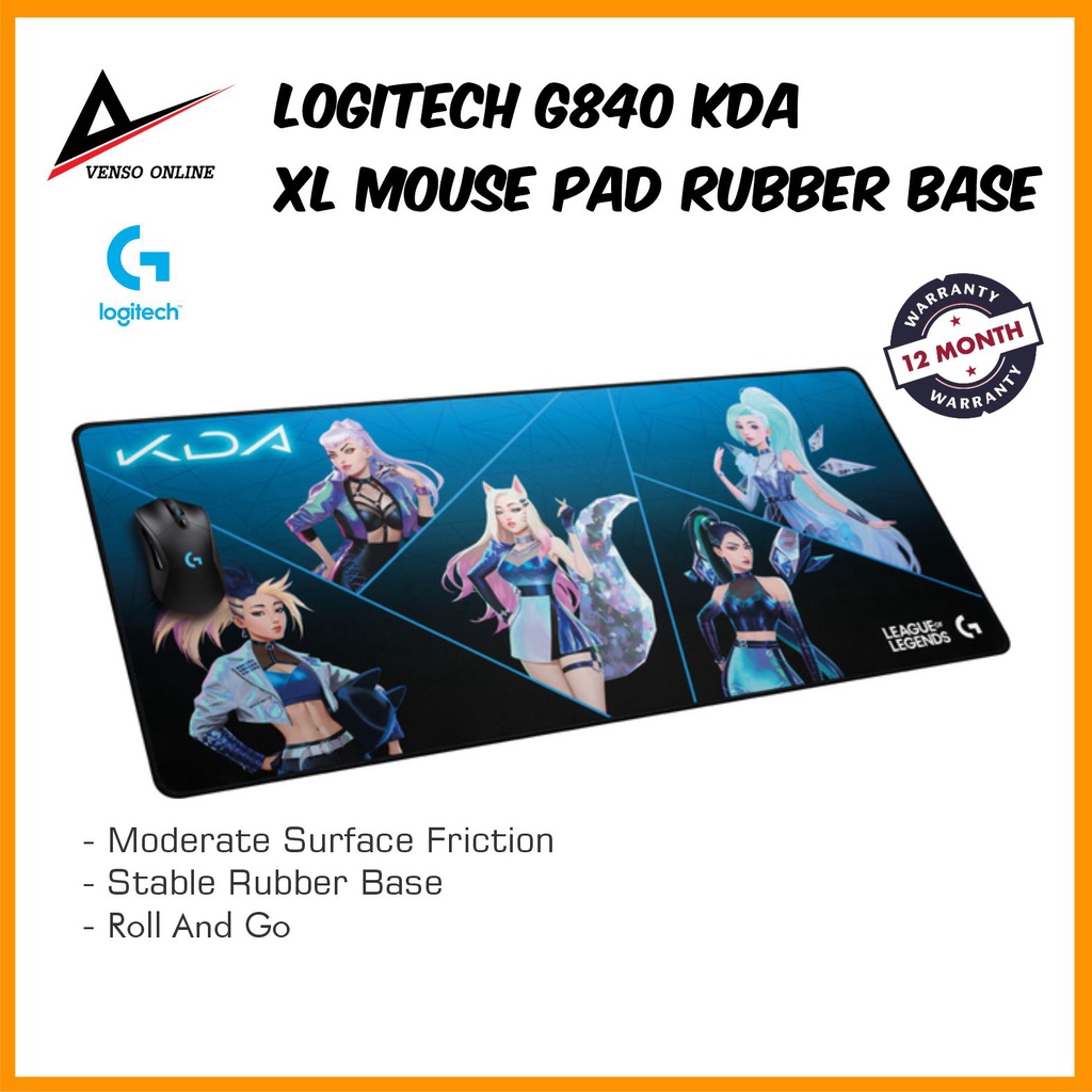 Logitech G840 KDA XL Mouse Pad 3mm Thin Stable Rubber Base League of ...