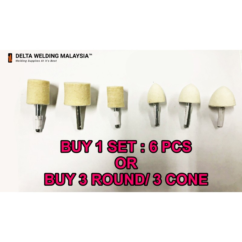Round Cone Wool Felt Mandrel Mounted Grinding Polishing Bits Set Felt ...