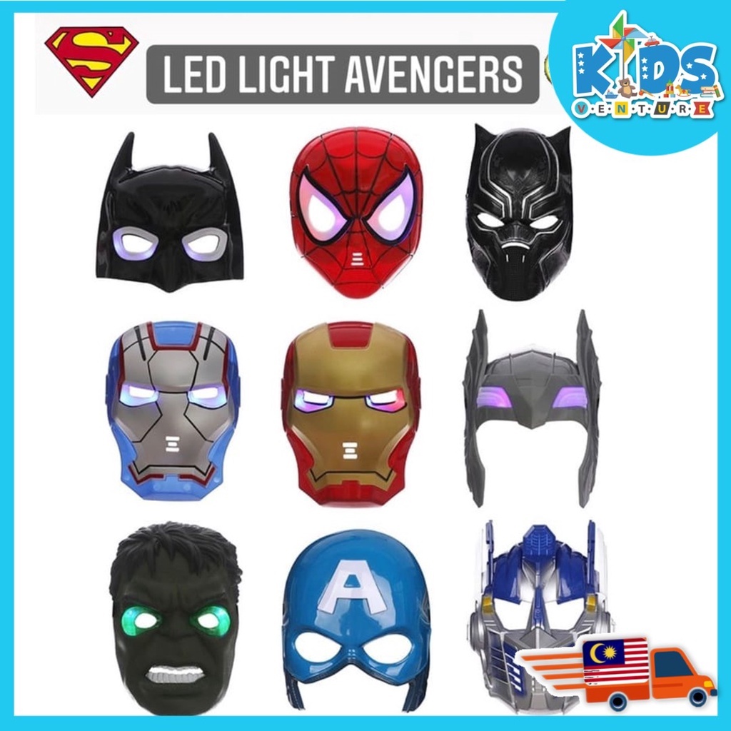 🔥READY STOCK🔥 Kids Halloween Prank Luminous LED Spiderman Hulk Batman ...