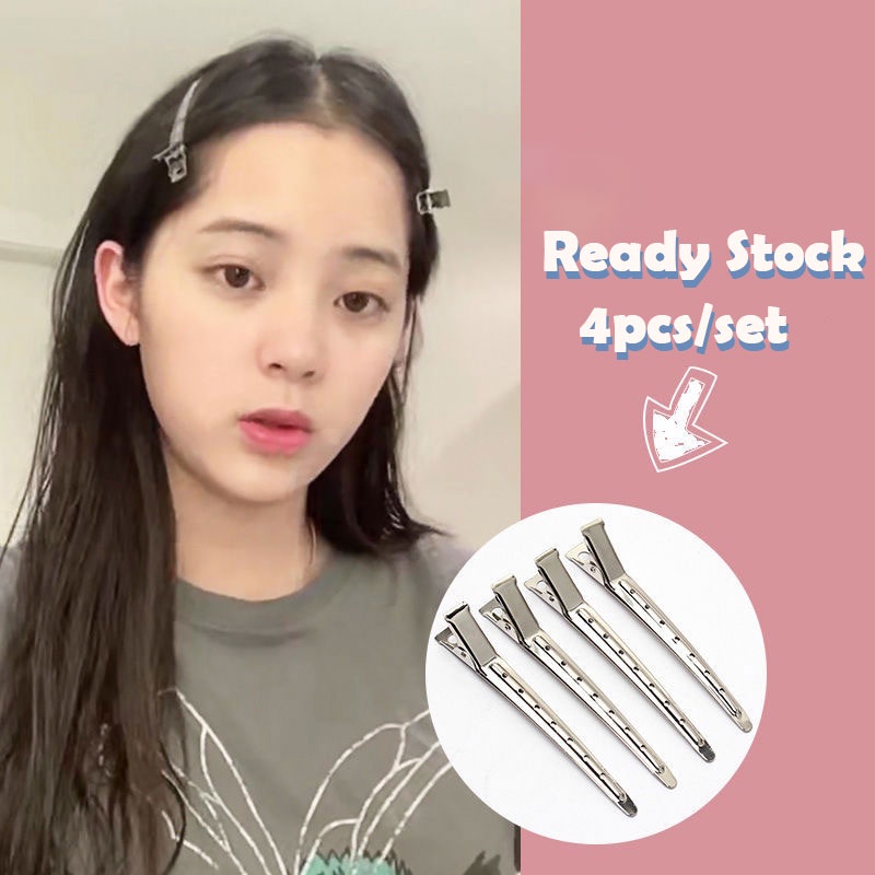 【QiaoZhi】Korean Fashion Girls Seamless Hairpin Silver Duckbill Clip Stereotyped Hairpin | Shopee ...
