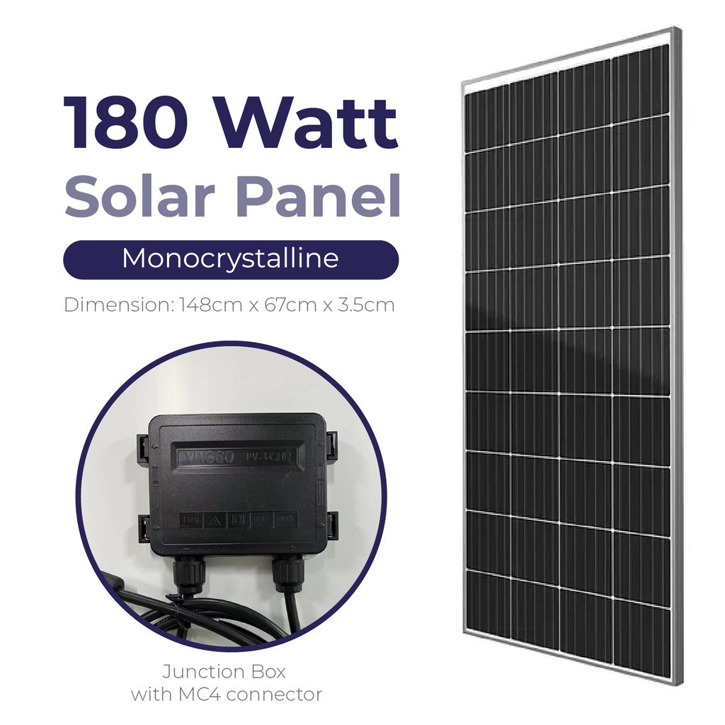 Grade A Solar Panel 180Watt 18V Monocrystalline | Shopee Malaysia
