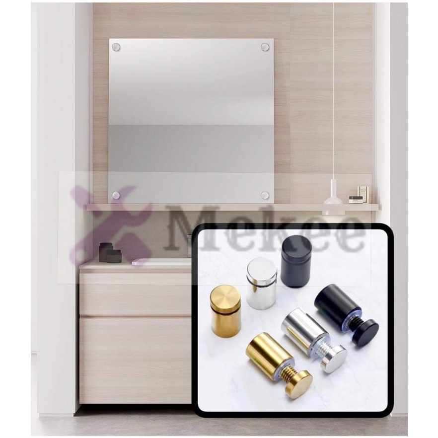 Stainless steel glass spacer brushed gold matt Black advertising mount ...