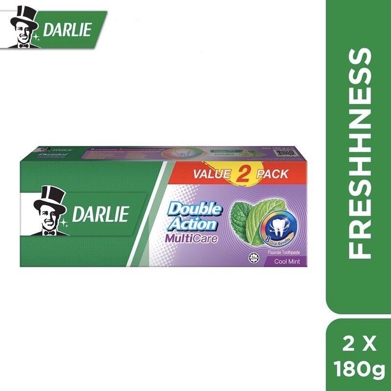 Darlie Double Action Multicare Toothpaste Cool Mint 180g x 2 (Value ...