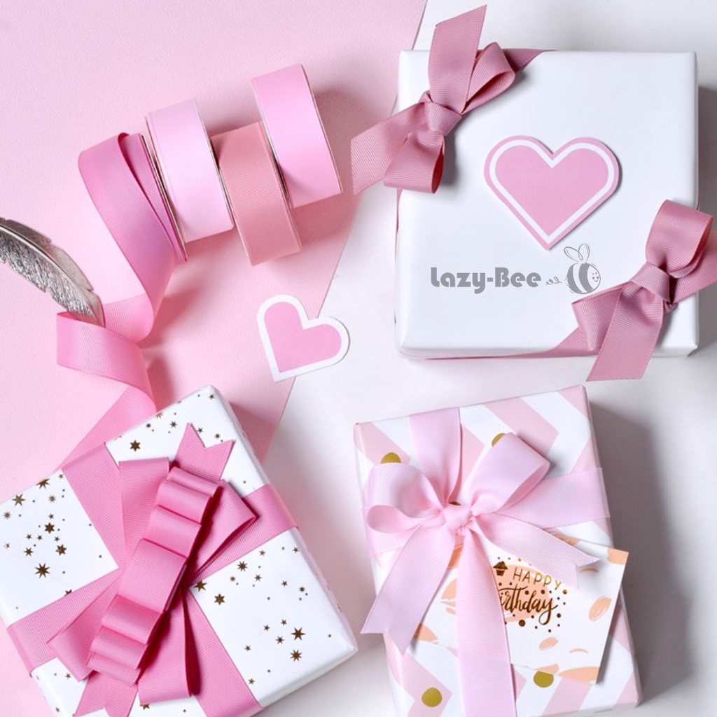 LAZY BEE 5 meter Light Pink Grosgrain Ribbon Reben Door Gift Wrap ...