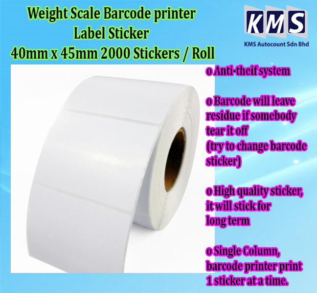 Weight Scale Barcode printer Label Sticker 40mm x 45mm 600 pcs Stickers / Roll | Shopee Malaysia