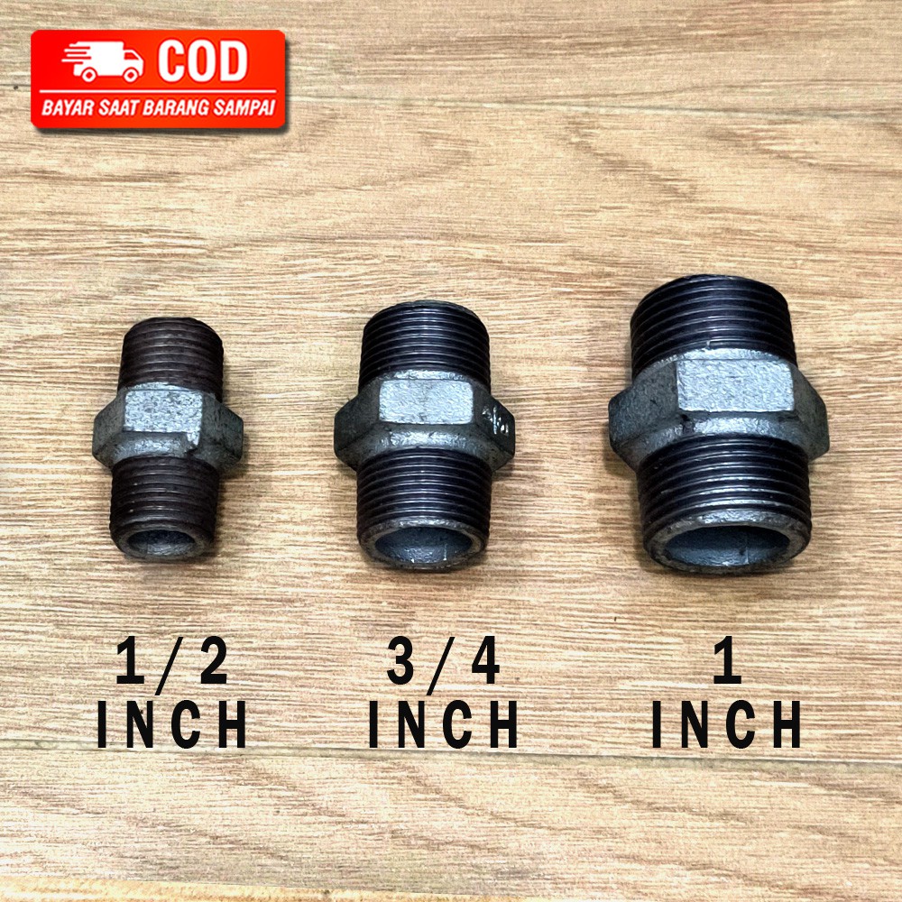 Double NEPPLE IRON / DOUBLE NEPPLE GALVANIZED NIPPLE 1/2 - 3/4 -1 INCH ...