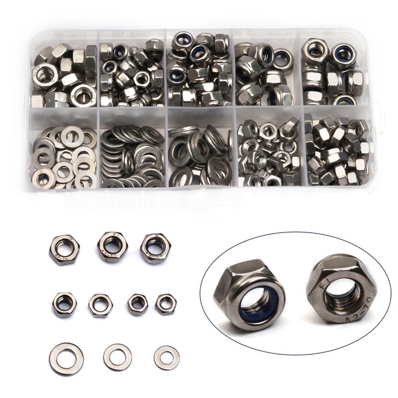 🌟255pcs🌟DIY steel nut and washer set screw nut skru nut box set ...