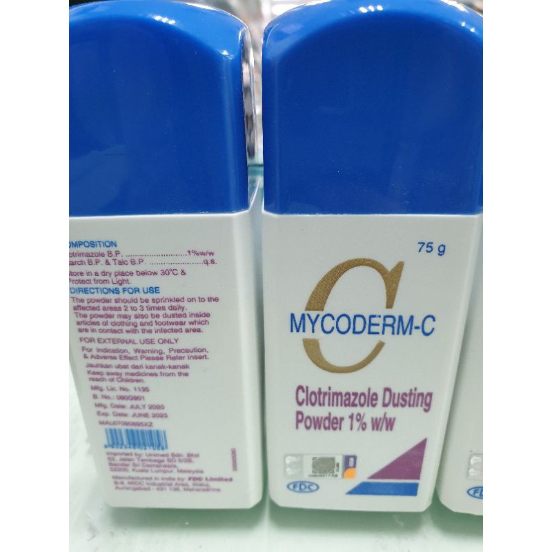 Bedak Anti Fungus/ Kulat MYCODERM-C ANTIFUNGAL DUSTING POWDER 1% W/W ...