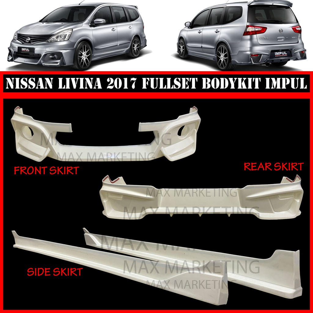 NISSAN LIVINA 2017 IP ABS FULLSET BODYKIT (FRONT SKIRT,SIDE SKIRT,REAR SKIRT) ABS SKIRT LIP ...